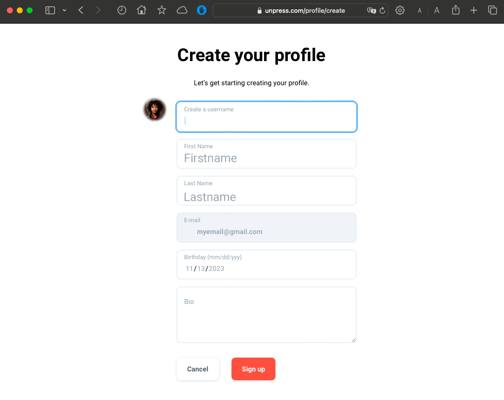 Setting up your profile